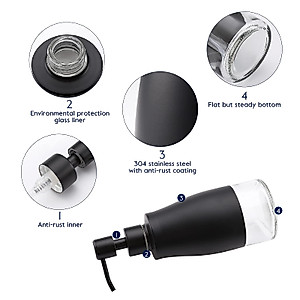 Gaussra Black Soap Dispenser with Coaster, Refillable Liquid Stainless Steel Soap Dispenser for Kitchen Sink, Bathroom Countertop (11OZ / 320ML)