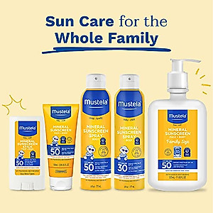 Mustela Baby Mineral Sunscreen Lotion SPF 50 Broad Spectrum - Face & Body Sun Lotion for Sensitive Skin - Non-Nano, Water Resistant & Fragrance Free - 3.38 fl. oz