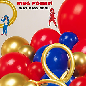 Red Blue Gold balloon garland Arch Kit 145pcs with long Balloons mylar Starburst Crown balloon For Spider Hedgehog superhero birthday theme party Cartoon Baby Shower video game decorations