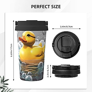 GTKSYNVE Reusable Coffee Mug with Lid and Handle, Bubble Duck Tumbler for Hot & Cold Drinks 16oz Stainless Steel Insulated Coffee Tumblers Double Wall Vacuum Thermal Cup