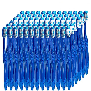 Pre pasted Disposable Toothbrushes Individually Wrapped | Regular Size Head, Soft Bristle Hygienic & Economical | Great for Travel Camping Guestroom Car Office School Hotel Airbnb Gifts (72 Pack)