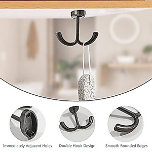 RFORPLY Zinc Alloy Double Prong Ceiling Hook Towel/Robe Clothes Hook Pack of 6