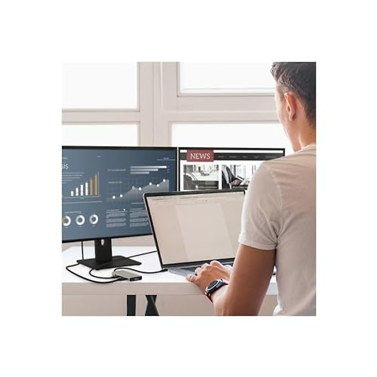 j5create USB4 Dual 4K Multi-Port Hub -5 in 1 USB4 Hub with PD 85W, Dual 4K Display, DisplayPort 1.4, USB-A, USB-C Ports | for Macbooks, Windows Laptops, Thunderbolt 3/4, and USB4 Devices (JCD401)