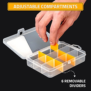 CANOPUS 9-Grid Clear Plastic Compartment Box with Adjustable Dividers, Small Parts Storage and Organizer Case for Craft, Jewelry, Beads, Tiny Tools and Parts, (2 Set), 5.5 x 4.0 x 1.2 inch, Clear