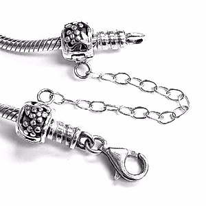 Queenberry Sterling Silver Stopper Safety Chain Bead For European Charm Bracelets