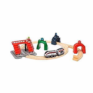 BRIO World - 33873 Smart Tech Engine Set with Action Tunnels | 17 Piece Train Toy with Accessories and Wooden Tracks for Kids Age 3 and Up