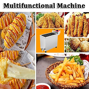YXCUSAM Cheese Hot Dog Stick Machine Stainless Steel,Temperature Adjustable,Automatic Corn Dog Deep Fryer for Home Kitchen