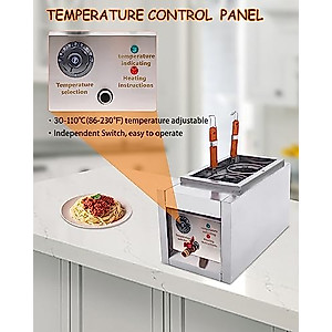 DYRABREST Commercial Electric Pasta Cooker,2 Holes Noodle Cooking Machine,Pasta Makers 110V Cooker Machine with Stainless Steel Lid and 2 Food-Grade Filter for cooking noodles, pasta, dumplings, soup
