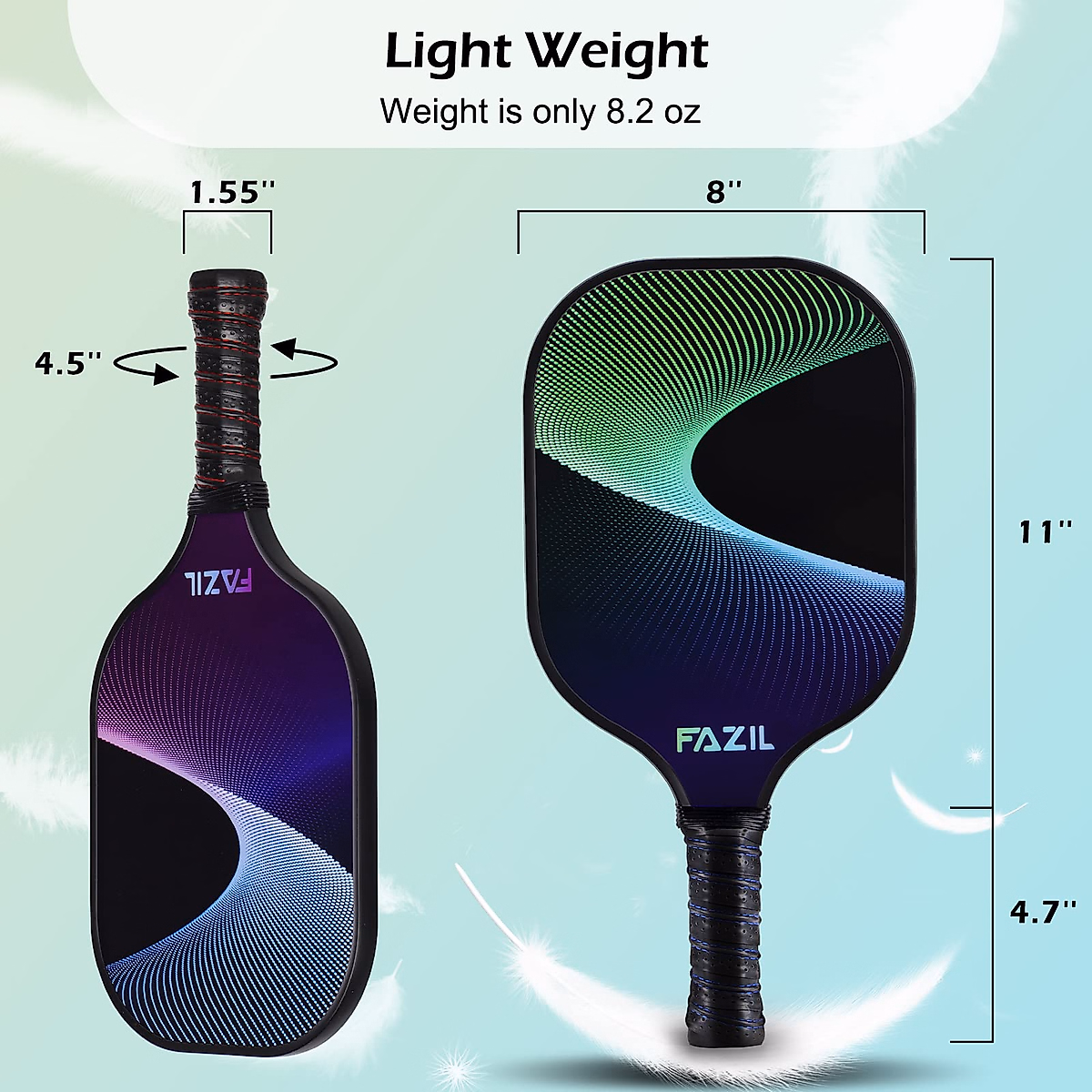 Fazil Pickleball Paddles Set of 4, Graphite Surface Polypropylene Honeycomb Core Pickle ball Raquette Set with Cushion Grip, Pickleball Rackets 6 Pickleball Balls Portable Racquet Bag for Men Women