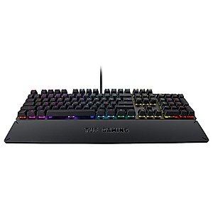 ASUS Mechanical PC Gaming Keyboard for PC - TUF K3 | Programmable Onboard Memory | Dedicated Media Controls, Aura Sync RGB Lighting | Detachable Magnetic Wrist Rest | Highly Durable | Black (Renewed)