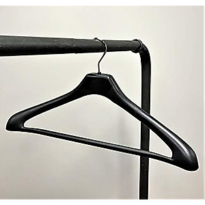 NAHANCO H90 19" Plastic Concave Suit Hanger with Extra Wide Shoulders, Black (Pack of 50)