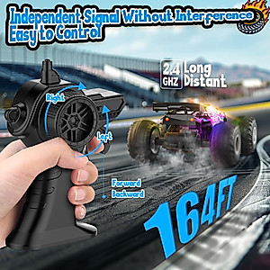 AONEPTR Remote Control Car, All Terrain Remote Control Truck for Boy, 2.4GHz Rc Car with Bodylight and Two Rechargeable Batteries, 20KM/H Monster Truck Toys