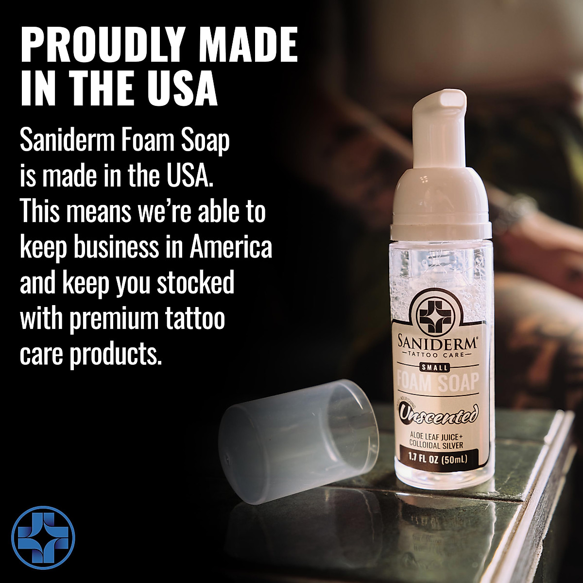 Saniderm Foaming Tattoo Soap (8.45oz Home Size) – Gentle Soap for Tattooed Skin, Infused with Antimicrobial Colloidal Silver, Aloe Vera, and Nourishing Sea Buckthorn Oil