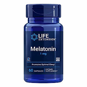 Life Extension Melatonin 1 mg - For Restful Night, Hormone Balance, and Immune Health – Sleep Aid Melatonin Supplements - Immediate Release - Gluten-Free, Non-GMO - 60 Capsules
