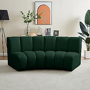 Meridian Furniture 643Green-2PC Infinity Collection Modern | Contemporary Upholstered 2pc Modular Sectional with Luxurious Deep Channel Tufting, Green, 83" W x 41" D x 32.5" H