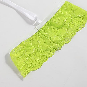 Floral Lace Lingerie Cute for Women V-Neck See Through Naughty Underwear Garter Leg Ring Strappy Sexy Bralette and Panty Set Kinky Chemise Look Bondage Corset for Roleplay Nightdress Green