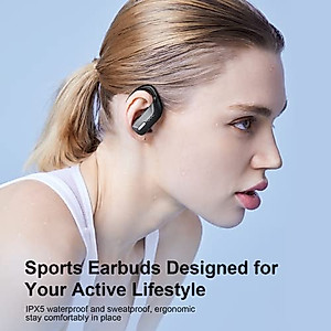 occiam Bluetooth Headphones True Wireless Earbuds 48H Playback LED Power Display Earphones with 600mAh Charging Case IPX5 Waterproof in-Ear Earbuds with Mic for TV Smart Phone Computer Laptop Sports