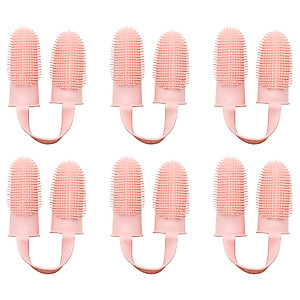 Koiernr Dog Toothbrush Kit, 6Pack Dog Finger Toothbrush for Dog Teeth Cleaning&Dog Dental Care, Cat Toothbrush Dog Tooth Brush Puppy Toothbrush Pet Toothbrush (Pink (6-Pack))