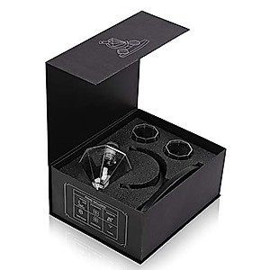 Whiskey Decanter Set with Glasses ARMZAS for Men and Women Diamond Decanter with 2 Drink Glasses and Wooden Stand, Cool Luxury Decanter for Vodka Wine Whisky Liquor Bourbon Christmas Gift Idea