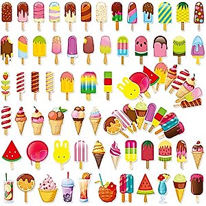 120 Pieces Summer Bookmarks for Kids Summer Ice Cream and Cold Drink Theme Bookmarks Double Sided Bookmarks Cute Colorful Bookmarks for Teachers Classroom Reward Back to School, 60 Styles
