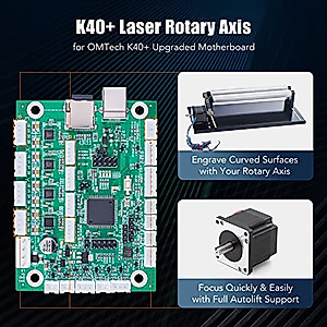OMTech Rotary Axis Attachment for 40W co2 Laser Engraver, Barrel Rolling Cylinder Surface Rotation Platform for K40 Laser Engraver, 360 Degree Rotating Axis