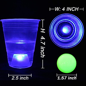 Six Senses Media The Dark Beer Pong Set,Beer Pong Party Cup Set, LED Beer Pong Cups and Glow-in-The-Dark Balls,22 Set