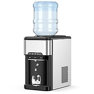 Water Dispenser with Ice Maker Hot Cold Water Cooler, 3-in-1 Countertop 5 Gallon Water Dispenser, Top Loading Water Cooler Dispenser for Home Office Dormitory