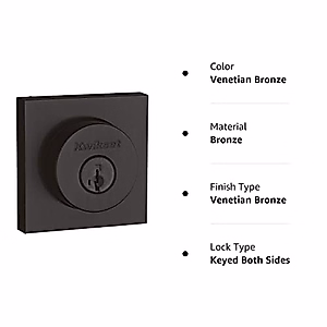 Kwikset 159SQT-11PS Halifax Square Double Cylinder Deadbolt Smart Key Venetian Bronze Finish