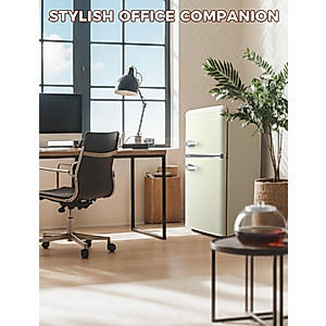 Anypro 3.2 Cu.Ft Fridge with Freezer, 2 Door Retro Refrigerator with 7 Level Thermostat, Adjustable Removable Glass Shelves for Bedroom Office Apartment Dorm Bar, White