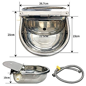 MODUODUO Automatic Water Trough Dog Feeder Bowl with 39" Length Pipe & Float for Cattle Horse Goat Sheep Animals Stainless Pet Livestock Tool
