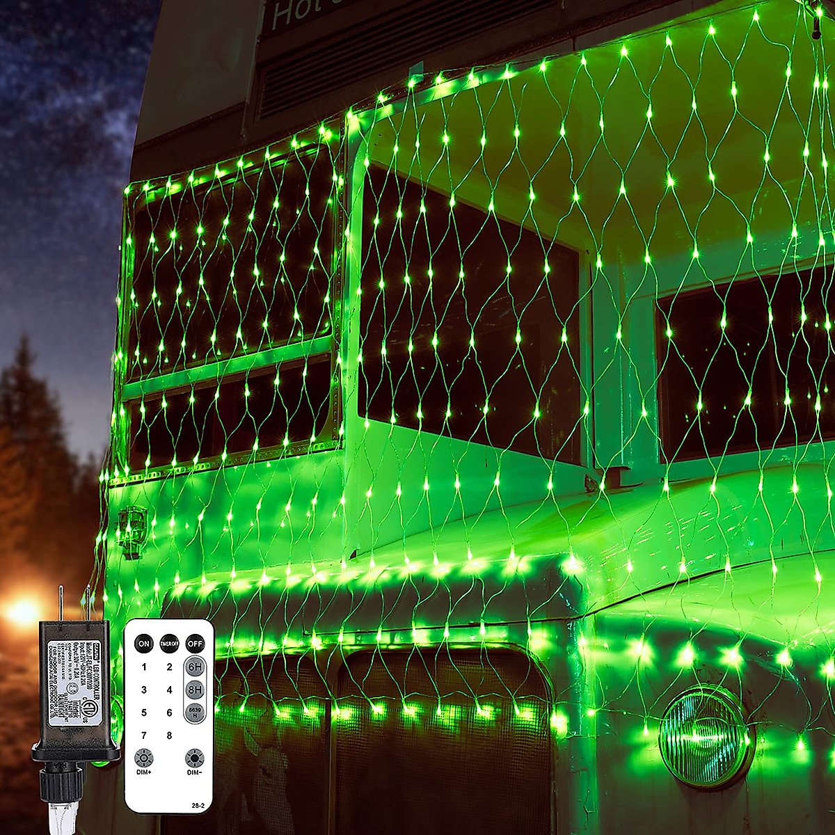 BrizLabs Green Net Lights Outdoor, 11.8ftx 4.9ft 360 LED Christmas Mesh Lights with Remote, 8 Modes Bush Net Sting Lights, Connectable Plugin Halloween Net Lights for Xmas St Patrick’s Day Tree Garden