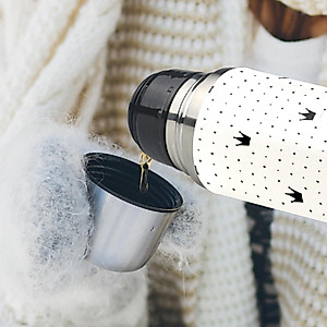 Stainless Steel Leather Vacuum Insulated Mug Crown Thermos Water Bottle for Hot and Cold Drinks Kids Adults 16 Oz