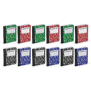 Mini Composition Notebooks, Mini Composition Books Bulk, Small Pocket Notebook, for Kids Students College Office, Pocket Size Journaling Notebooks, 4 Colors, 4.5 x 3.25 inch, 80 Sheets/Book (12 Pack)