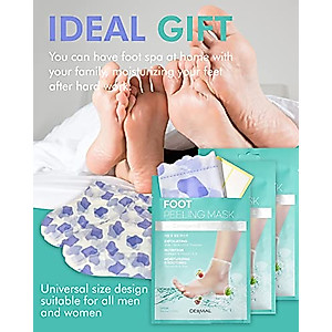 DERMAL KOREA Foot Peeling Mask 3 Pack For Dry Foot And Cracked Heel & Callus With Aloe Vera And Collagen - Exfoliating Peel Mask With Aha, Bha, & Pha And For Moisturizing, Soothing & Refreshing Feet