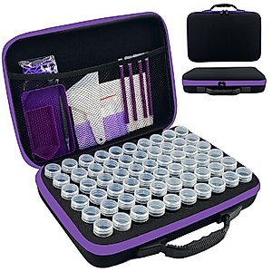 LIRUNQIU Diamond Painting Storage Containers, 60 Slots Diamond Art Accessories and Tools Kits Storage Box(Black)