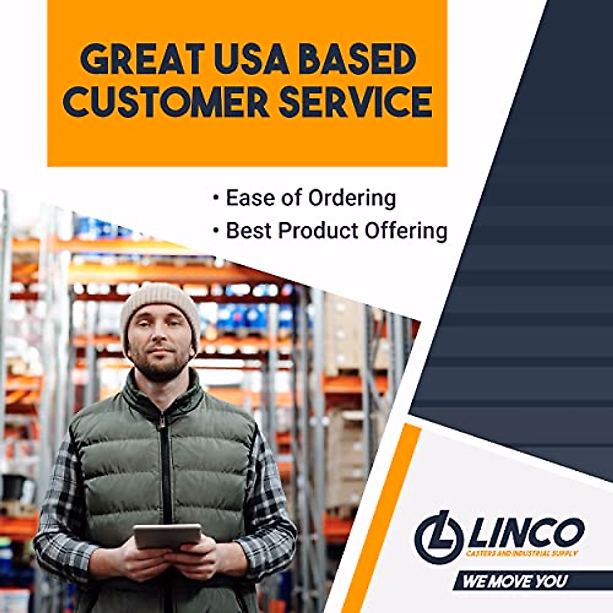 LINCO 10 inch Flat Free Tire Heavy Duty Solid Rubber Wheel Tubeless Hand Truck Utility Tire Caster Wheel | 5/8" Bearing| Total Capacity: 300 lbs