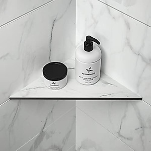 Bernkot Corner Shower Shelf 10" Brushed 304 Stainless Steel Tile Inserted Corner Shelf Recessed Bathroom Shower Shelf for Tiled Wall, No Drilling Needed