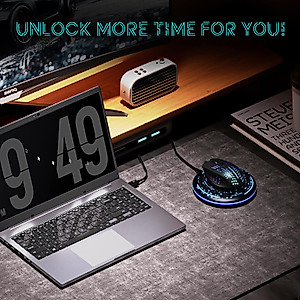 BNING Mouse Mover Device, RGB Breathing Light Mouse Jiggler Undetectable Mouse Shaker Simulator for Computer Laptop Awakening, Include USB C to USB Adapter & Charger (Black Magic Wheel)