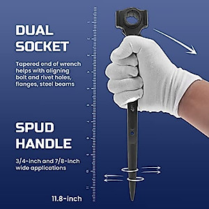 Lichamp 3pcs Spud Wrench Set, Include 12 inch Spud Wrench, 3/8" x 1/2" Dual Head Ratchet Spud Wrench and 3/4" x 7/8" Dual Socket Scaffold Wrench