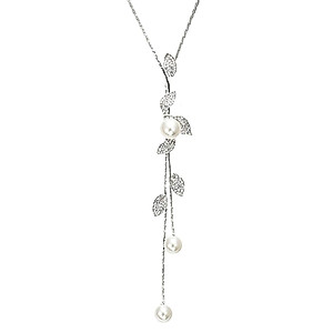 HSQYJ White Crystal Pendant Necklace Long Sweater Necklace Fashion Jewelry for Women