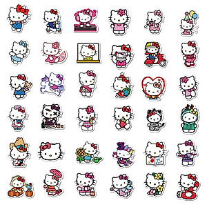 100Pcs Hello Kitty Stickers for Girl, Kawaii Cute Sanrio Cartoon Gifts for Kids, Waterproof Hello Kitty Decal for Teen Water Bottle, Laptop, Travel Case, Guitar, Phone, Skateboard, Bike, Scrapbook