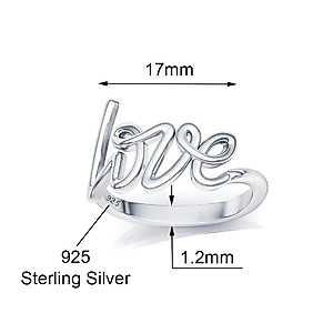 Savlano 925 Sterling Silver Love Script Stackable Ring Band for Women - Made in Italy Comes With a Gift Box (8)