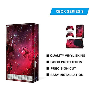 FOTTCZ Vinyl Skin for Xbox Series S Console and Controllers, Sticker Decal Protect Xbox Series S Devices - Red Nebula & Demon Hand
