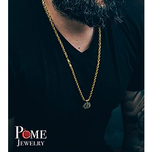 Pome Allah Pendant Necklace in Solid 14k Gold, Made in America (16" Necklace, Yellow Gold)