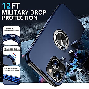 Temdan for iPhone 13 Mini Case, with 360°Rotatable Magnetic Ring Holder Kickstand Slim Fit 13FT Military Grade Heavy Duty Shockproof Phone Case for iPhone 13 Mini 5G 5.4" Blue