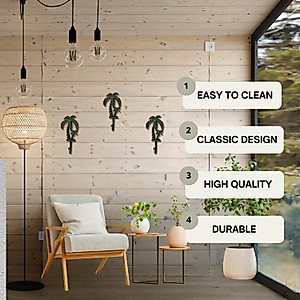 Cast Iron Palm Tree Wall Hooks - Set of 3, 8"x4" Tropical Decorative Hangers, Rustic Black Finish, for Coats, Towels, Bags - Add a Touch of The Tropics to Your Home Decor