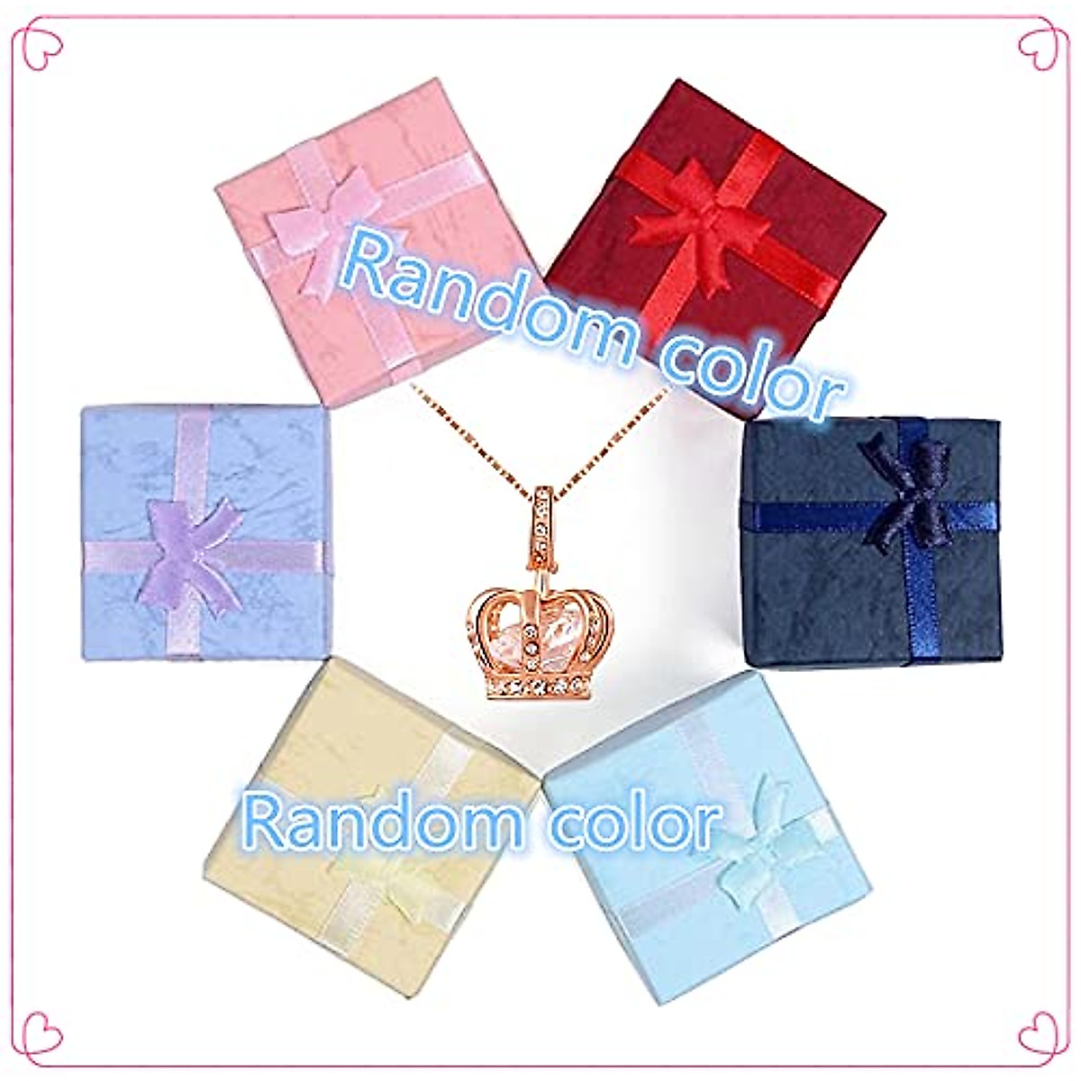 TIDOO Crown Jewelry Womens Queen and Pendant Necklace 3 Lays Rose Gold/Platinum Plated With Austrain Crystals