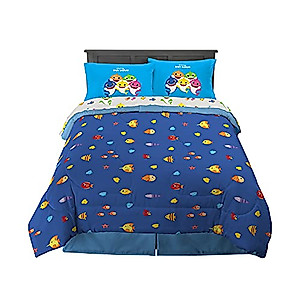 Franco Kids Bedding Super Soft Comforter and Sheet Set, 5 Piece Full Size, Baby Shark