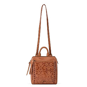 the sak Women's Loyola Mini Convertible Backpack in Leather, Slate Leaf Embossed, One Size