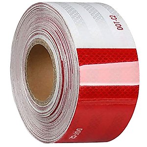 Zcintert Reflective Safety Tape 2 Inch x 33 Feet, DOT-C2 Red & White Conspicuity Reflector Strip for Trailer Truck Vehicle